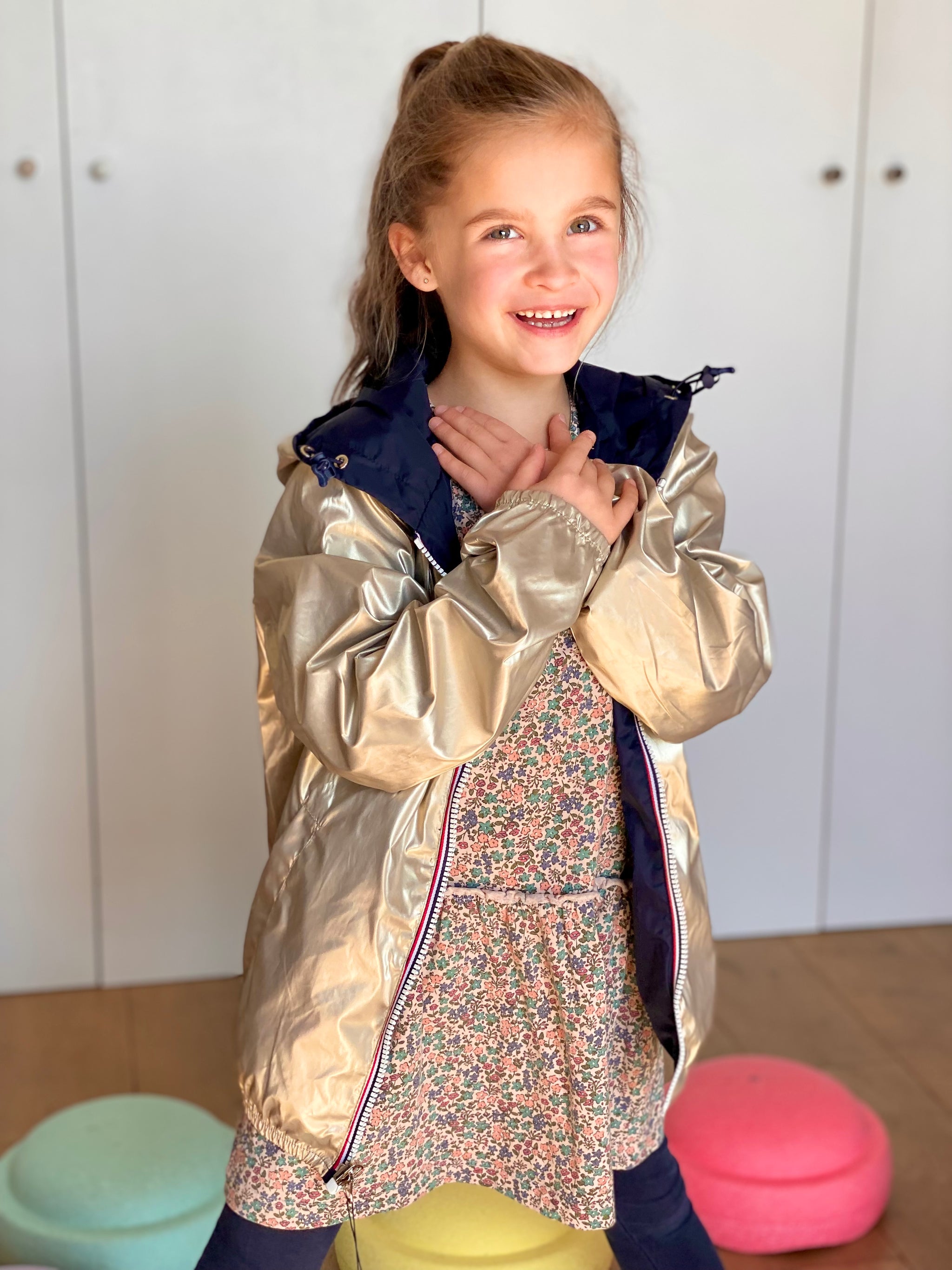 Imperméable Réversible Léger GARANCE KIDS Enfant (Mixte) LAURA JO - Marine / Doré