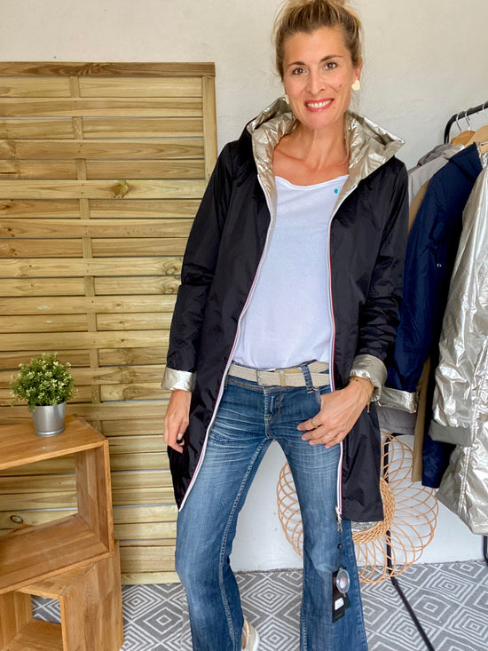 Imperméable réversible rembourré LOUISON LONG - Noir/Doré - Laura Jo ...