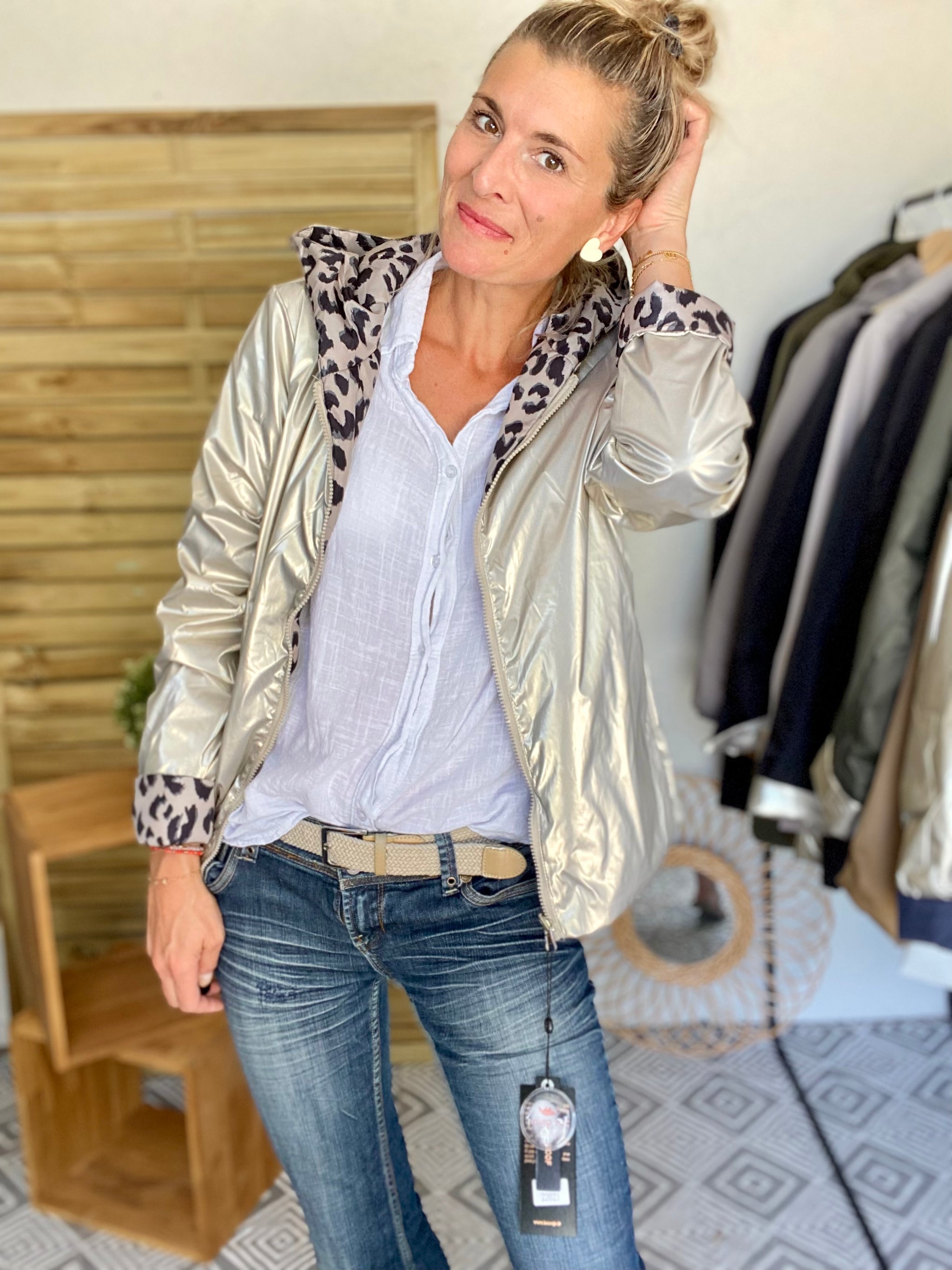 Imperméable Réversible Rembourré LOUISON COURT - Doré / Léo - LAURA JO