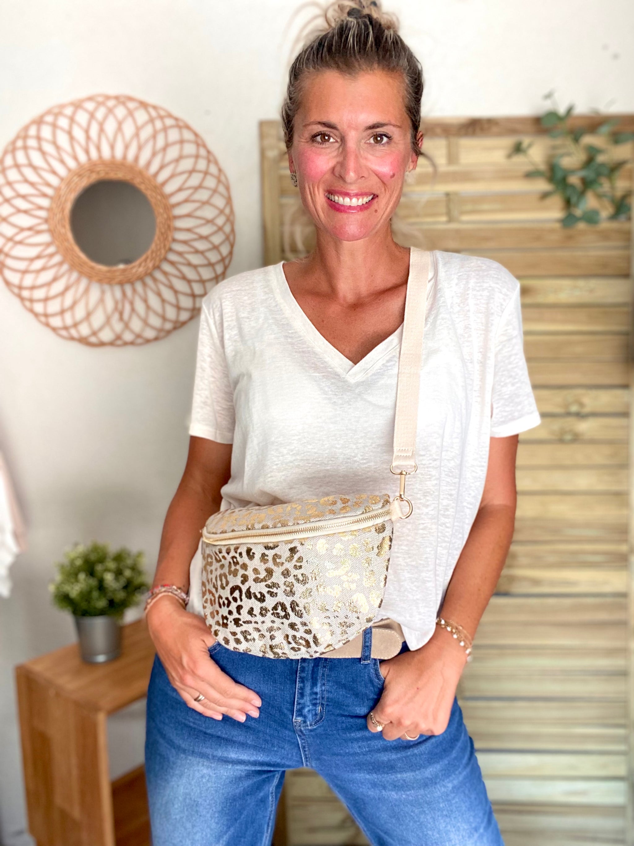 Sac Banane L En Toile Léo Doré - SHARON